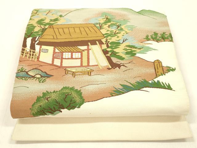 ■■■　サイズ　■■■ 長さ 356cm 幅 29.5cm程 ■■■　商品詳細　■■■ 【正絹】 状態は接写画像のように表地所々・裏地に薄い汚れがございます。 爪で糸を1本1本掻きよせて織る爪つづれは 「日に寸、五日に寸、十日に寸」と伝えら...