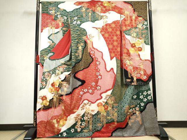 ■■■　サイズ　■■■ 身丈 167.5cm（肩から） 裄丈 66.5cm 袖丈 106cm　縫込み 3cm 袖幅 34cm 前幅 27cm 後幅 30.5cm 着物縫いこみ 内揚げ 1cm 裄 お袖側 約5cm　身頃側 約4cm ■■■　...