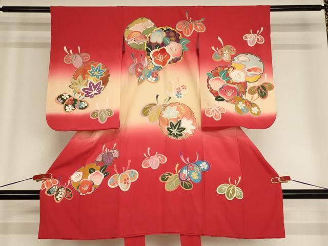 ■■■　サイズ　■■■ 【祝着】 身丈 98cm（肩から） 裄丈 44.5cm（肩上げ　0cm） 袖丈 55cm　縫込み 2.5cm 袖幅 29.5cm 前幅 14.5cm 後幅 16.5cm 着物縫いこみ 内揚げ 0cm （腰上げ　0cm...