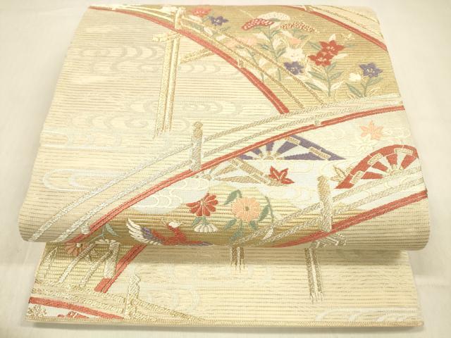 ■■■　サイズ　■■■ 長さ 428cm 幅 30.5cm程 ■■■　商品詳細　■■■ 【正絹】 状態は接写画像のように 柄止まりに薄い汚れがございますが その他特に目立ったシミ汚れなどもなく大変良い状態です。 着用時には見えない部分になる...