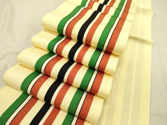 ■■■　サイズ　■■■ 長さ 340cm 幅 15cm程 ■■■　商品詳細　■■■ 【交織】 状態は1.2回程しか締めておりませんが 接写画像のように裏地に薄い汚れがございます。 その他表地は特に目立ったシミ汚れなどもなく大変良い状態です。...