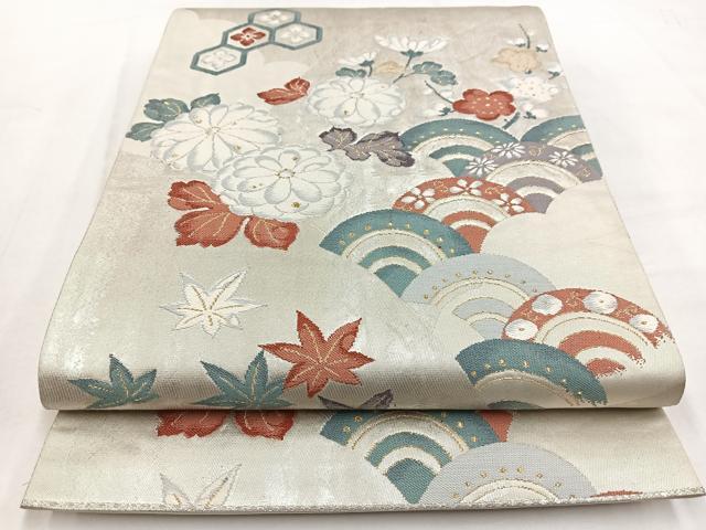■■■　サイズ　■■■ 長さ 432cm 幅 31cm程 ■■■　商品詳細　■■■ 【正絹】 詳細に関しましては、画像をご確認ください。 大変上質な逸品になります。 お安く出品致しますので、是非この機会にいかがでしょうか？ ※銀糸部分に変色...
