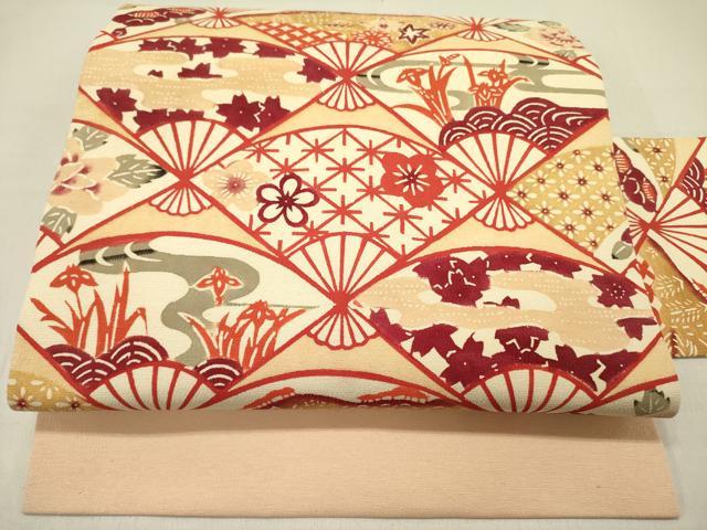 ■■■　サイズ　■■■ 長さ 343.5cm 幅 30.5cm程 ■■■　商品詳細　■■■ 【正絹】 状態は1.2回程しか締めておりませんが 接写画像のように胴回りに薄い汚れがございます。 その他特に目立ったシミ汚れなどもなく大変良い状態で...