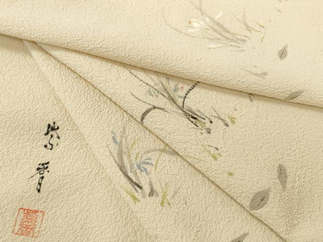 ■■■　サイズ　■■■ 長さ　　着尺分あり 幅　　　約35cm ■■■　商品詳細　■■■ 【正絹・未使用】 状態は接写画像のように表地所々に若干の薄いシミ汚れがございます。 大変上質な逸品になります。 お安く出品致しますので、是非この機会に...