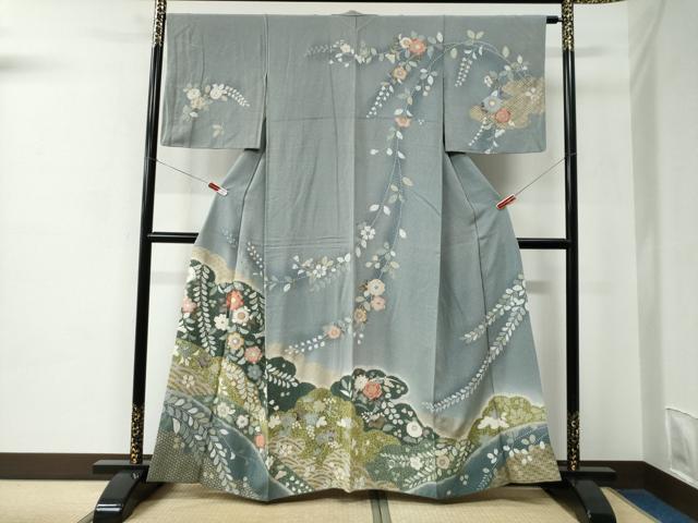 ■■■　サイズ　■■■ 身丈 161cm（肩から） 裄丈 65cm 袖丈 48.5cm　縫込み 7cm 袖幅 34cm 前幅 24.5cm 後幅 30cm 着物縫いこみ 内揚げ 5cm 裄 お袖側 約1cm　身頃側 約4cm ■■■　商品詳...