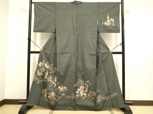 ■■■　サイズ　■■■ 身丈 161.5cm（肩から） 裄丈 65.5cm 袖丈 47.5cm　縫込み 4cm 袖幅 32cm 前幅 25cm 後幅 30.5cm 着物縫いこみ 内揚げ 3.5cm 裄 お袖側 約2.5cm　身頃側 約2cm...