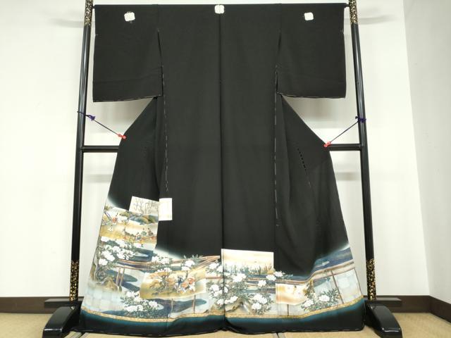 ■■■　サイズ　■■■ 反幅　33.5cm　　　八掛付き ※ご自身でお好みのサイズに仕立ててお召になっていただけます。 ■■■　商品詳細　■■■ 【正絹・五つ紋・未使用】 状態は特に目立ったシミ汚れなどもなく大変良い状態です。 大変上質な逸...