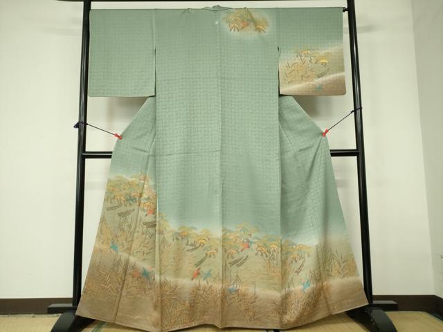 ■■■　サイズ　■■■ 身丈 162cm（肩から） 裄丈 65cm 袖丈 49.5cm　縫込み 5cm 袖幅 34cm 前幅 26.5cm 後幅 31cm 着物縫いこみ 内揚げ 6cm 裄 お袖側 約1cm　身頃側 約1cm ■■■　商品詳...