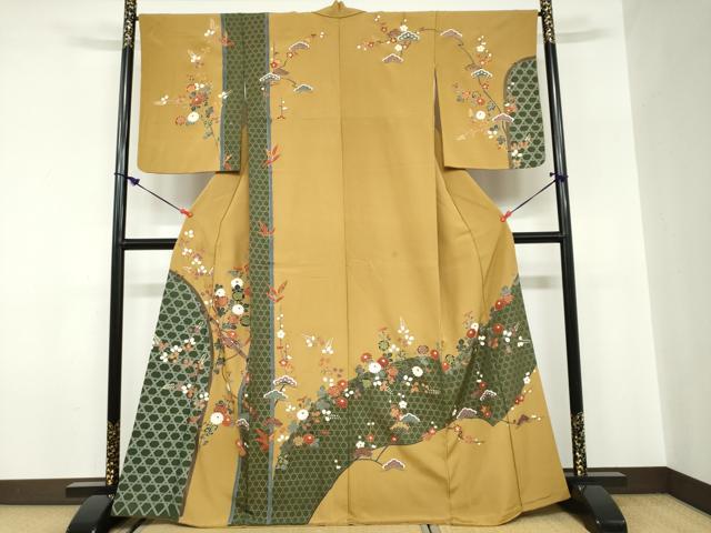 ■■■　サイズ　■■■ 身丈 165.5cm（肩から） 裄丈 66cm 袖丈 56.5cm　縫込み 4cm 袖幅 34cm 前幅 23cm 後幅 30.5cm 着物縫いこみ 内揚げ 3cm 裄 お袖側 約2cm　身頃側 約2cm ■■■　商...