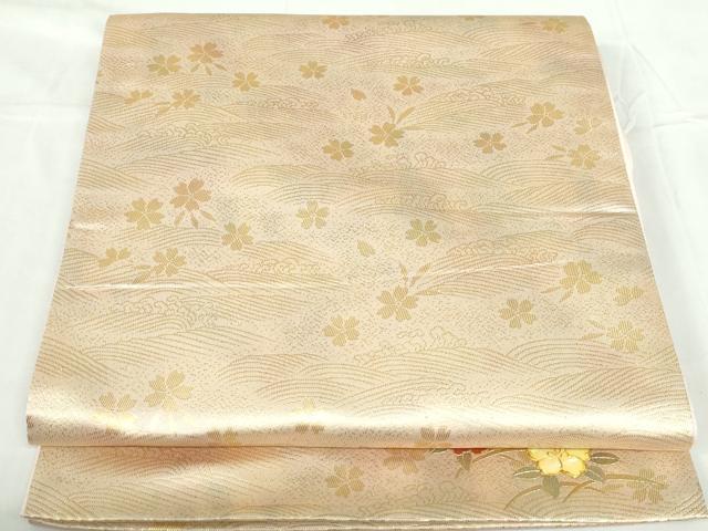 ■■■　サイズ　■■■ 長さ 428cm 幅 30.5cm程 ■■■　商品詳細　■■■ 【正絹・芯なし】 詳細に関しましては、画像をご確認ください。 「螺鈿(らでん)」は、 貝殻の内側の真珠層を薄く切り出して、はめ込む手法です。 奈良時代に...