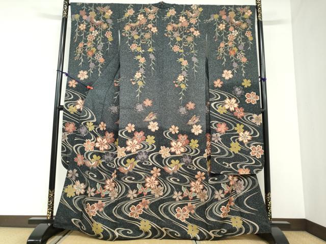 ■■■　サイズ　■■■ 身丈 162.5cm（肩から） 裄丈 67.5cm 袖丈 121.5cm　縫込み 3cm 袖幅 35cm 前幅 24.5cm 後幅 33cm 着物縫いこみ 内揚げ 4cm 裄 お袖側 約1cm　身頃側 約2cm ■■...