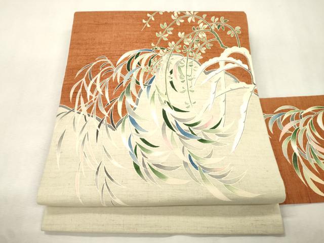 ■■■　サイズ　■■■ 長さ 368cm 幅 30cm程 ■■■　商品詳細　■■■ 【正絹】 状態は接写画像のように 太鼓に染め移りがございますが その他特に目立ったシミ汚れなどもなく大変良い状態です。 大変上質な逸品になります。 お安く出...
