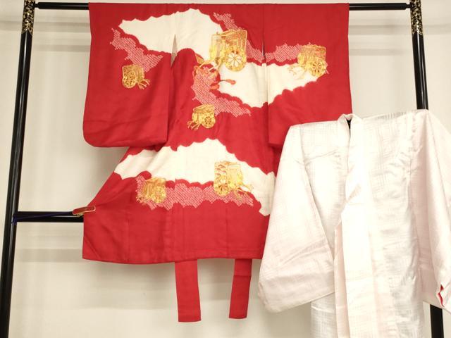 ■■■　サイズ　■■■ 【祝着】 身丈 96cm（肩から） 裄丈 46cm（肩上げ　0cm） 袖丈 55cm　縫込み 1.5cm 袖幅 30cm 前幅 14.5cm 後幅 16.5cm 着物縫いこみ 内揚げ 0cm （腰上げ　0cm） 裄 ...