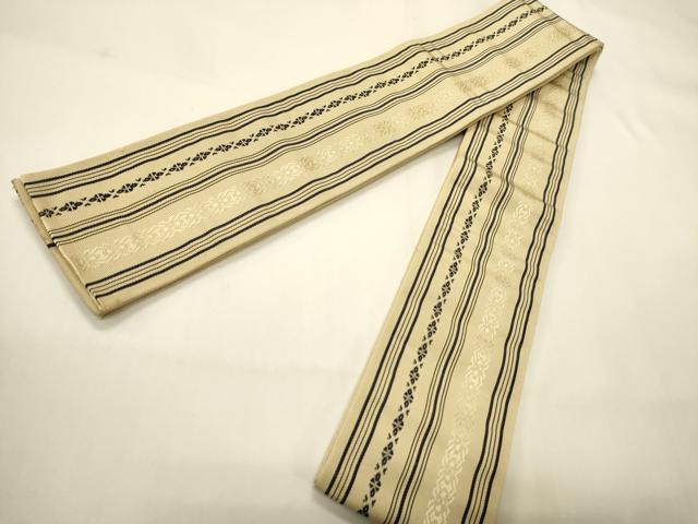 ■■■　サイズ　■■■ 長さ 392cm 幅 9cm程 ■■■　商品詳細　■■■ 【正絹】 状態は接写画像のように表地所々にアクがございます。 本場筑前博多織は、 福岡県福岡市博多区やその周辺で生産される絹織物です。 仏具のひとつである独鈷...