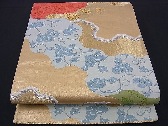 ■■■　サイズ　■■■ 長さ 416cm 幅 30.5cm程 ■■■　商品詳細　■■■ 【正絹・芯なし】 状態は接写画像のように 太鼓上部から手先に折れ山の薄い汚れがございますが その他特に目立ったシミ汚れなどもなく大変良い状態です。 大変...