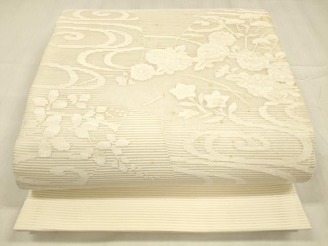 ■■■　サイズ　■■■ 長さ 440cm 幅 30.5cm程 ■■■　商品詳細　■■■ 【正絹】 状態は接写画像のように表地所々・裏地に薄い汚れがございます。 大変上質な逸品になりますのでぜひお手入れをされてお召しになられてはいかがでしょう...