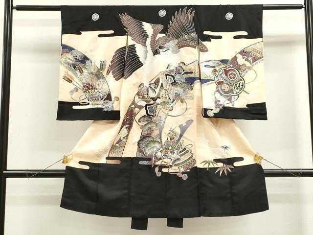 ■■■　サイズ　■■■ 【着物】 身丈 96cm（肩から） 裄丈 47cm 袖丈 54.5cm ■■■　商品詳細　■■■ 産着【表地：正絹・胴裏：化繊・五つ紋】の状態は接写画像のように胴裏に薄い汚れがございますが その他表地は特に目立ったシ...