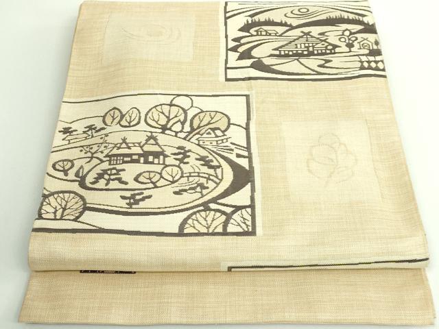 ■■■　サイズ　■■■ 長さ 452cm　幅 30.5cm程 ■■■　商品詳細　■■■ 【正絹・芯なし】 状態は接写画像のように表地所々に薄い汚れがございます。 シックでしなやかな帯地は名門・木屋太ならではの質感でございます。 お洒落帯とし...