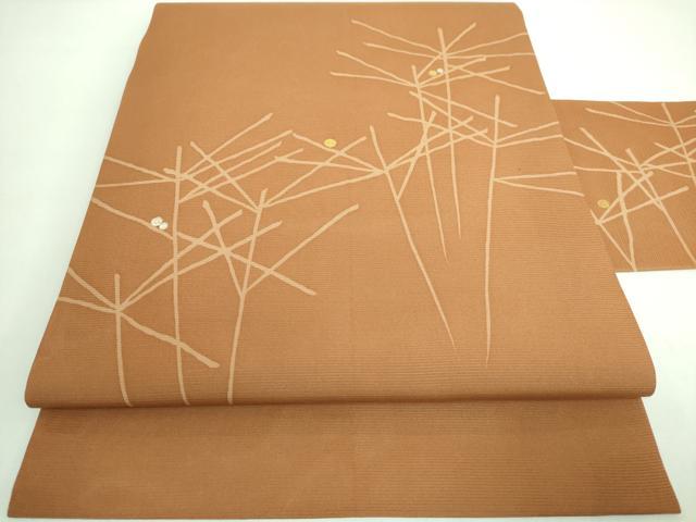 ■■■　サイズ　■■■ 長さ 373cm　幅 30.5cm程 ■■■　商品詳細　■■■ 【正絹】 状態は接写画像のようにたれ先上部に薄いシミがございますが その他特に目立ったシミ汚れなどもなく大変良い状態です。 着用時には見えない部分になり...