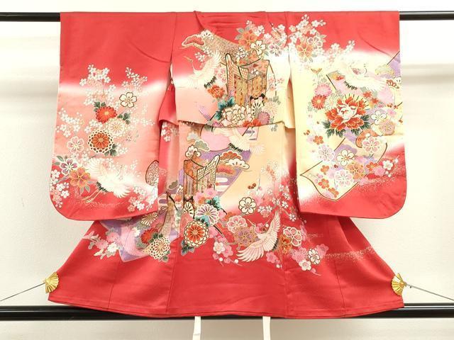 ■■■　サイズ　■■■ 【祝着】 身丈 79cm（肩から） 裄丈 44.5cm（肩上げ　1.5cm） 袖丈 55cm　縫込み 2.5cm 袖幅 30cm 前幅 15cm 後幅 17cm 着物縫いこみ 内揚げ 0cm （腰上げ　9.5cm） ...