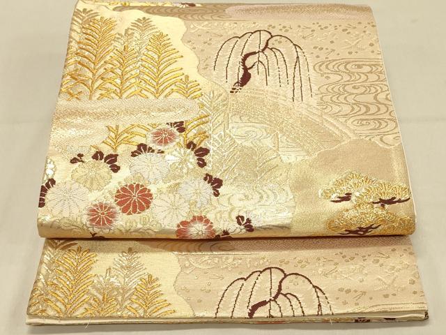 ■■■　サイズ　■■■ 長さ 420cm 幅 30.5cm程 ■■■　商品詳細　■■■ 【正絹】 詳細に関しましては、画像をご確認ください。 大変上質な逸品になります。 お安く出品致しますので、是非この機会にいかがでしょうか？ ※汚れ等に関...