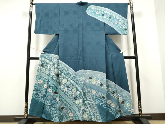 ■■■　サイズ　■■■ 身丈 158cm（肩から） 裄丈 65cm 袖丈 47cm　縫込み 5cm 袖幅 33cm 前幅 24.5cm 後幅 30.5cm 着物縫いこみ 内揚げ 8cm 裄 お袖側 約4.5cm　身頃側 約5cm ■■■　商...