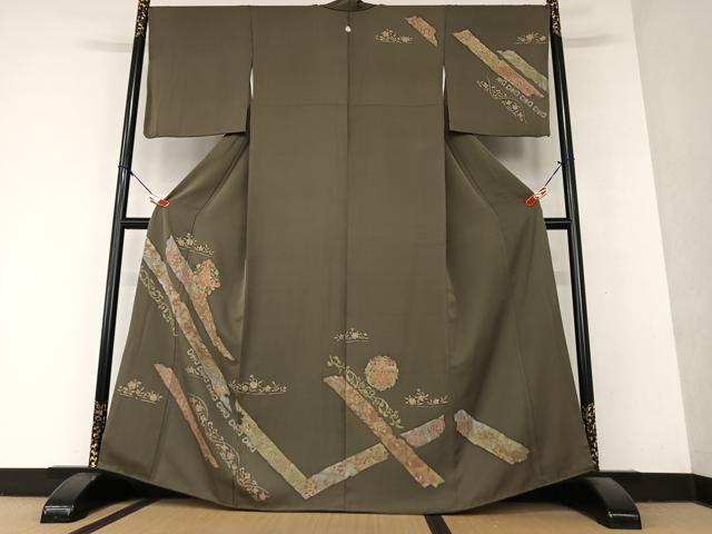 ■■■　サイズ　■■■ 身丈 163cm（肩から） 裄丈 67cm 袖丈 50cm　縫込み 6cm 袖幅 34.5cm 前幅 25cm 後幅 30.5cm 着物縫いこみ 内揚げ 6cm 裄 お袖側 約1.5cm　身頃側 約1.5cm ■■■...