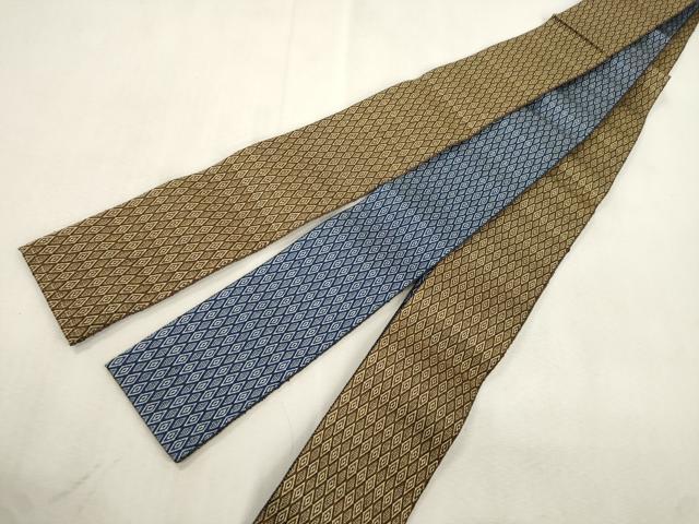 ■■■　サイズ　■■■ 長さ 390cm 幅 9cm程 ■■■　商品詳細　■■■ 【正絹】 状態は1.2回程しか締めておりませんが 接写画像のよう片側端に薄い汚れがございます。 その他特に目立ったシミ汚れなどもなく大変良い状態です。 本場筑...
