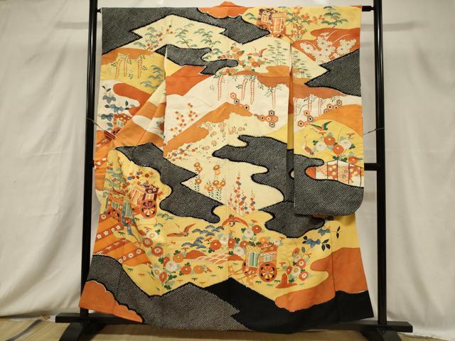 ■■■　サイズ　■■■ 身丈 157cm（肩から） 裄丈 63.5cm 袖丈 100.5cm　縫込み 3cm 袖幅 32.5cm 前幅 24.5cm 後幅 30cm 着物縫いこみ 内揚げ 0cm 裄 お袖側 約0cm　身頃側 約1.5cm ...