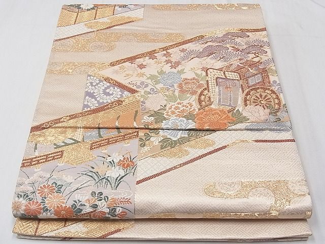 ■■■　サイズ　■■■ 長さ 424cm 幅 30cm程 ■■■　商品詳細　■■■ 【正絹・芯なし】 状態は接写画像のように 柄止まり・裏地に薄いシミがございますが その他特に目立ったシミ汚れなどもなく大変良い状態です。 着用時には見えない...