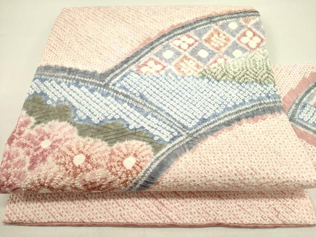 ■■■　サイズ　■■■ 長さ 381cm 幅 30cm程 ■■■　商品詳細　■■■ 【正絹】 状態は締めてはおりますが 特に目立ったシミ汚れなどもなく大変良い状態です。 絞りのお着物の中でも最高級として知られる名門【藤娘きぬたや】。 創業者...