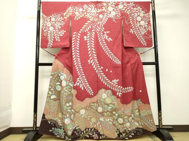 ■■■　サイズ　■■■ 身丈 162cm（肩から） 裄丈 66.5cm 袖丈 59cm　縫込み 4cm 袖幅 34.5cm 前幅 23cm 後幅 29cm 着物縫いこみ 内揚げ 5.5cm 裄 お袖側 約0cm　身頃側 約2cm ■■■　商...