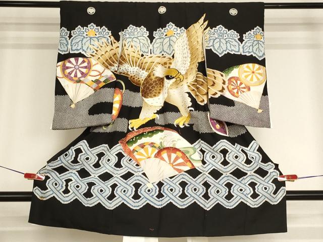 ■■■　サイズ　■■■ 【着物】 身丈 97cm（肩から） 裄丈 41.5cm 袖丈 55cm ■■■　商品詳細　■■■ 産着【正絹・五つ紋】の状態は接写画像のように上前に色移り、右袖前・八掛に汚れがございますが その他特に目立ったシミ汚れ...