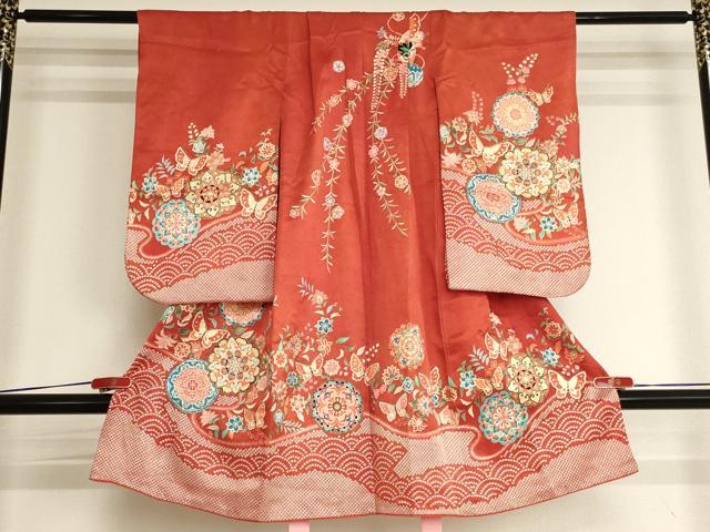■■■　サイズ　■■■ 【祝着】 身丈 99.5cm（肩から） 裄丈 43.5cm（肩上げ　2.5cm） 袖丈 60cm　縫込み 3.5cm 袖幅 28.5cm 前幅 17cm 後幅 19.5cm 着物縫いこみ 内揚げ 0cm （腰上げ　0...