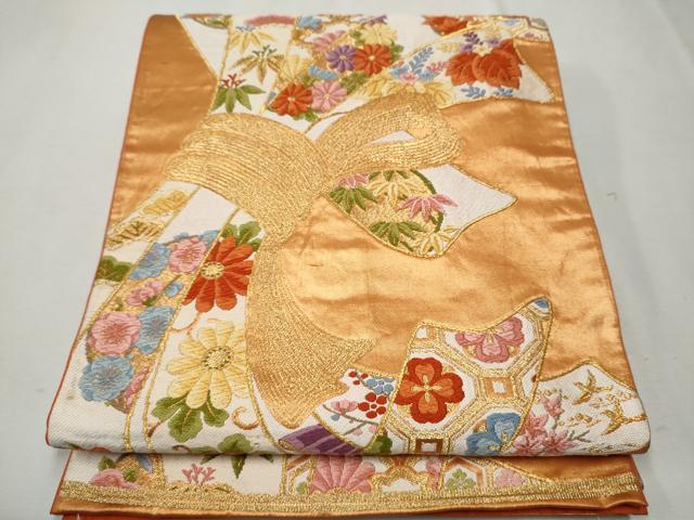 ■■■　サイズ　■■■ 長さ 440cm 幅 31cm程 ■■■　商品詳細　■■■ 【正絹・関西仕立て】 状態は接写画像のように表地所々・裏地に汚れがございます。 西陣老舗機元「河合美術織物」は古典文様を得意とする機屋さんで 豪華で格調高く...