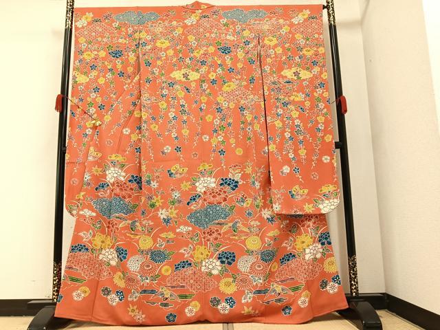 ■■■　サイズ　■■■ 身丈 164.5cm（肩から） 裄丈 66cm 袖丈 111cm　縫込み 1cm 袖幅 33.5cm 前幅 23.5cm 後幅 29cm 着物縫いこみ 内揚げ 1cm 裄 お袖側 約0cm　身頃側 約0cm ■■■　...