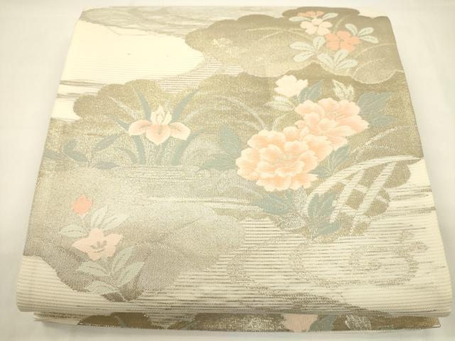 ■■■　サイズ　■■■ 長さ 440cm 幅 31cm程 ■■■　商品詳細　■■■ 【正絹】 状態は接写画像のように 手先・裏地・帯芯に薄い汚れがございますが その他特に目立ったシミ汚れなどもなく大変良い状態です。 着用時には見えない部分に...