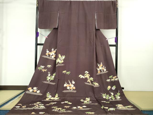 平和屋着物○上質な色無地 梅鼠色 正絹 逸品 DAAV3371du