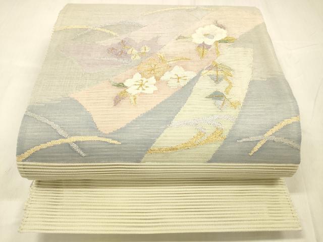 ■■■　サイズ　■■■ 長さ 444cm 幅 29.5cm程 ■■■　商品詳細　■■■ 【正絹】 状態は接写画像のように表地所々・裏地に薄い汚れがございます。 大変上質な逸品になりますのでぜひお手入れをされてお召しになられてはいかがでしょう...