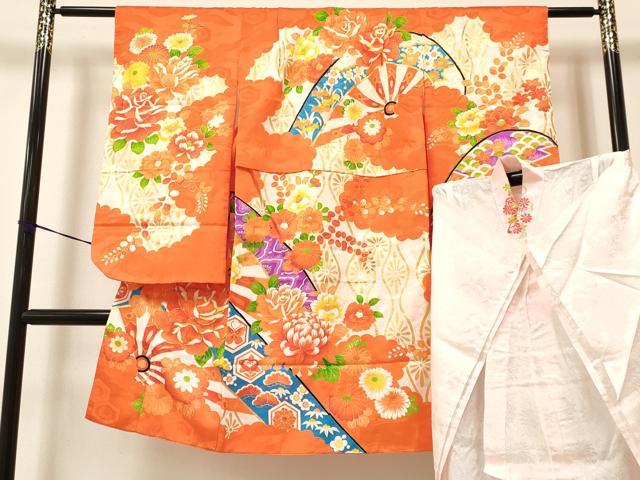 ■■■　サイズ　■■■ 【祝着】 身丈 107.5cm（肩から） 裄丈 54.5cm（肩上げ　1cm） 袖丈 70.5cm　縫込み 4.5cm 袖幅 32cm 前幅 18.5cm 後幅 25cm 着物縫いこみ 内揚げ 0cm （腰上げ　5c...