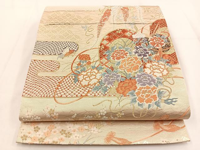 ■■■　サイズ　■■■ 長さ 430cm 幅 30.5cm程 ■■■　商品詳細　■■■ 【正絹・芯なし】 詳細に関しましては、画像をご確認ください。 大変上質な逸品になります。 お安く出品致しますので、是非この機会にいかがでしょうか？ ※太...