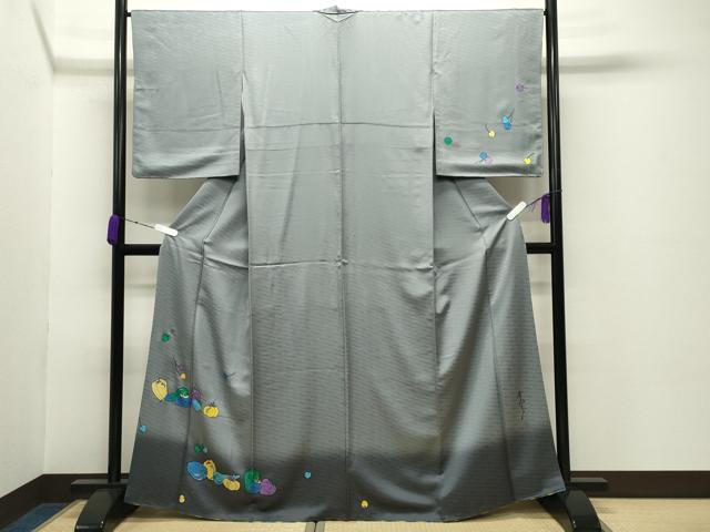 ■■■　サイズ　■■■ 身丈 164.5cm（肩から） 裄丈 66.5cm 袖丈 55.5cm　縫込み 4.5cm 袖幅 35.5cm 前幅 24cm 後幅 30cm 着物縫いこみ 内揚げ 5.5cm 裄 お袖側 約1cm　身頃側 約3.5...