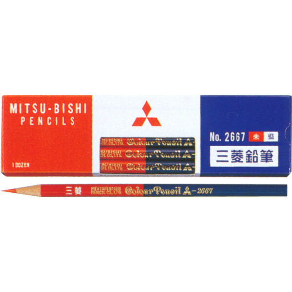 商品名 赤・青鉛筆 朱藍5：5 2667 品番 K2667 軸種 丸軸 芯種 朱：藍＝5：5 入数 1ダース サイズ 縦47.0×横177.0×厚さ17.0mm 重量 71.0g メーカー名 三菱鉛筆