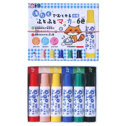 商品名 洗たくでおとせるふとふとマーカー6色 品番 MK-L6 インクの種類 水性染料 仕様 お母さまが気にする「汚れ」に着目した幼児向けのマーカーです。 ・汚れを気にせず使えます。 ・幼児が使いやすく、安心です。 サイズ 個装：縦120×...