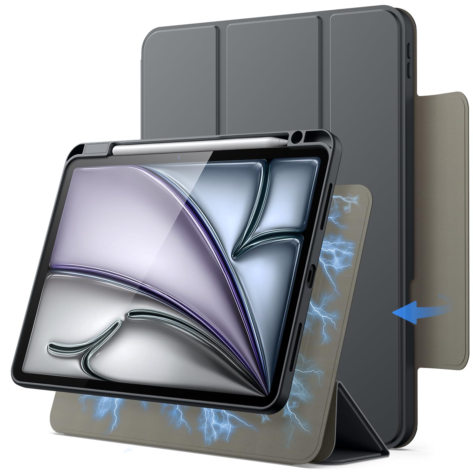 商品情報商品の説明JETech 磁気式着脱可能ケース iPad Air 11インチ M3/M2 (2025/2024)、iPad Air 第5/4世代 用 Pencilホルダー付き 取り外し可能 回転カバー 縦/横スタンド機能 画面浮き上げ...