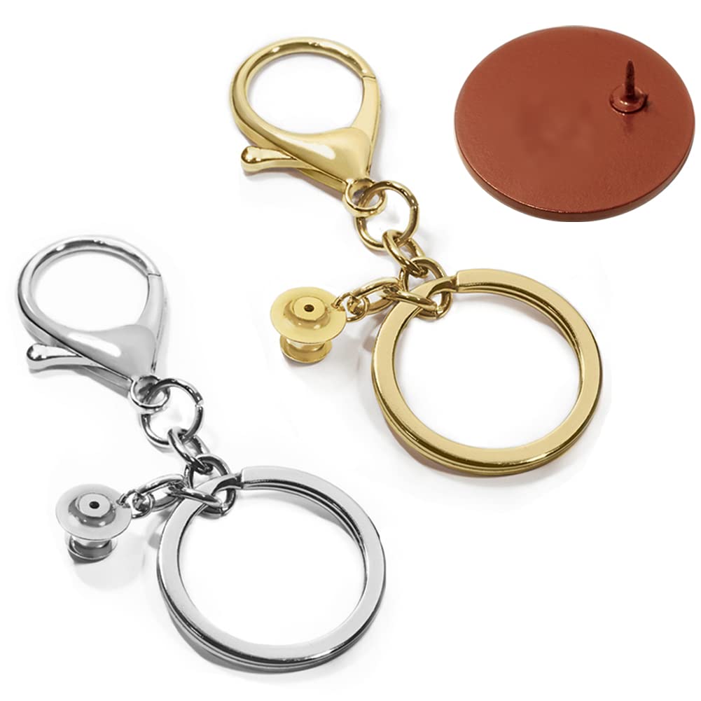 商品情報商品の説明主な仕様 ●製品名前：ピンバッジ用キーホルダー2個。●材質：耐久の合金、銀メッキ/金メッキ。●サイズ：全長約75mm、針径1mm。●カラー：ゴールド+シルバー・リング付き。●適用アクセサリー：ピンバッジのグッズに適し、ブロ...