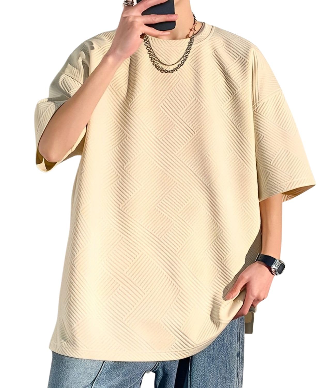 商品情報商品の説明主な仕様 無地でシンプルながら凹凸のあるエンボス加工がカジュアルすぎずラフでおしゃれな雰囲気を醸し出してくれる大人のカットソーになっています凹凸のある柔らかく肌触りの良い生地はシワになりにくく、デイリー使いにはもちろん、お...