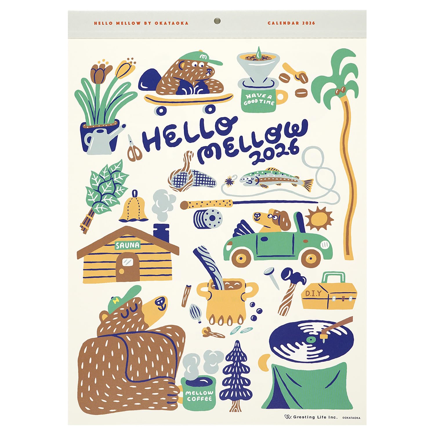 商品情報商品の説明人気イラストレーターOKATAOKAが描く動物たちのカレンダー。今年のテーマは「趣味を楽しもう！」●環境にやさしい紙ヘッダーの壁掛けカレンダー●14枚つづり●月曜始まり●FSc認証紙使用主な仕様 人気イラストレーターOKA...