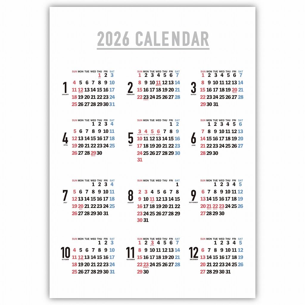 商品情報商品の説明主な仕様 2026年のシンプルなカレンダー。耐水性に優れたユポ紙を使用しており、お風呂ポスターにも最適です。入浴中にゆっくりと湯船につかりながら、予定をチェックすることで、リラックスしながら自然にスケジュール管理の習慣を身...