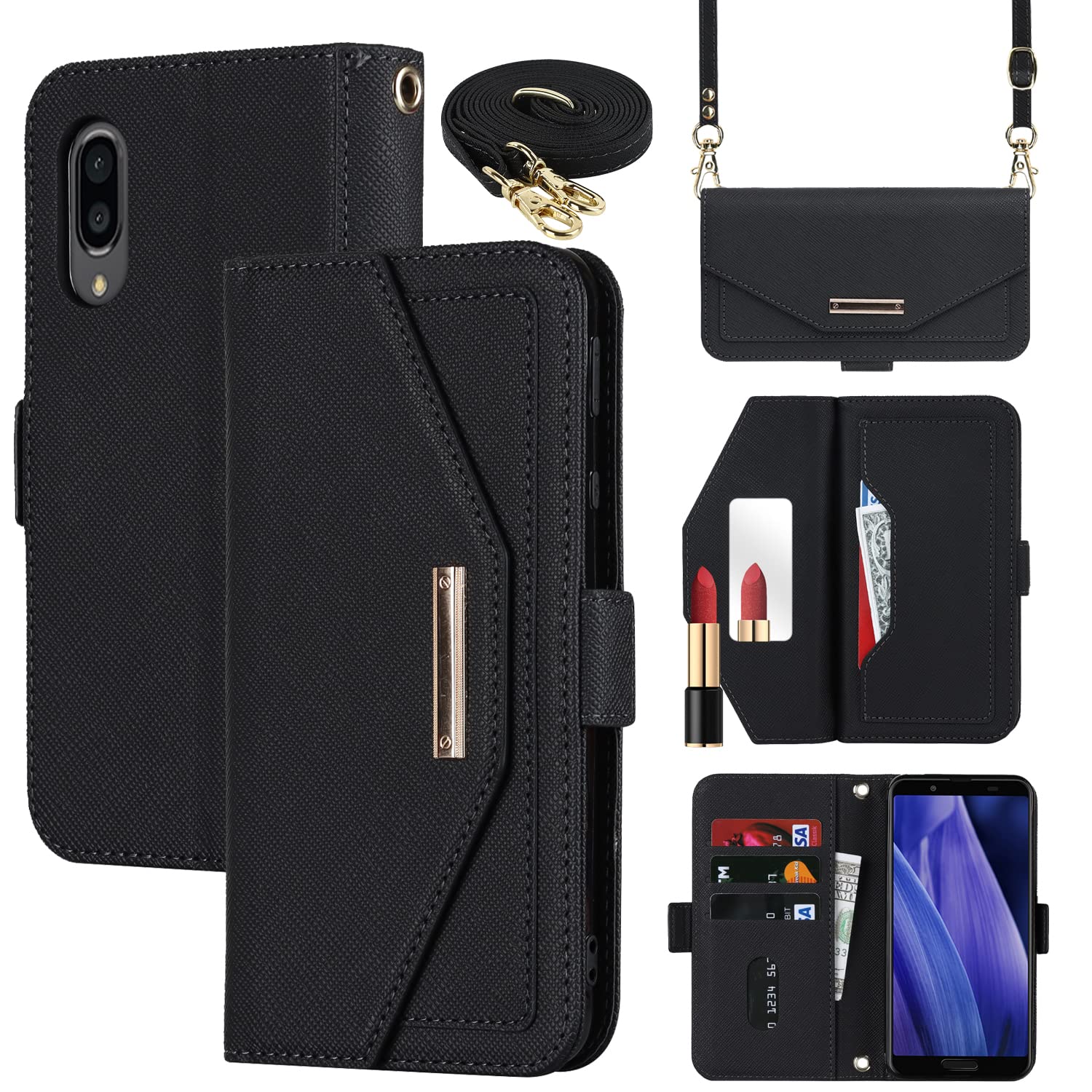 商品情報商品の説明Pelanty for AQUOS Sense3/3 lite/3 basic 手帳型ケース SH-02M SHV45 SHV48 SH-RM12 縄掛け肩掛け 合成皮革+TPU 携帯カバー 化粧鏡+ストラップ付き マグネ...